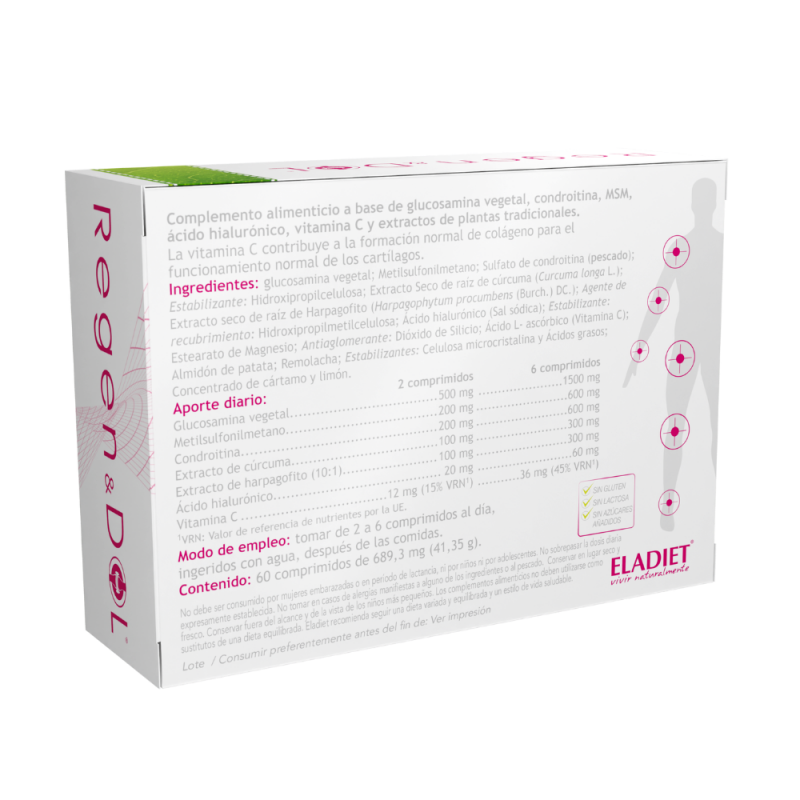 RegenDol Vegan - Regen&Dol Vegano | 1 Mes. 30 comp. 689 mg | Eladiet ...